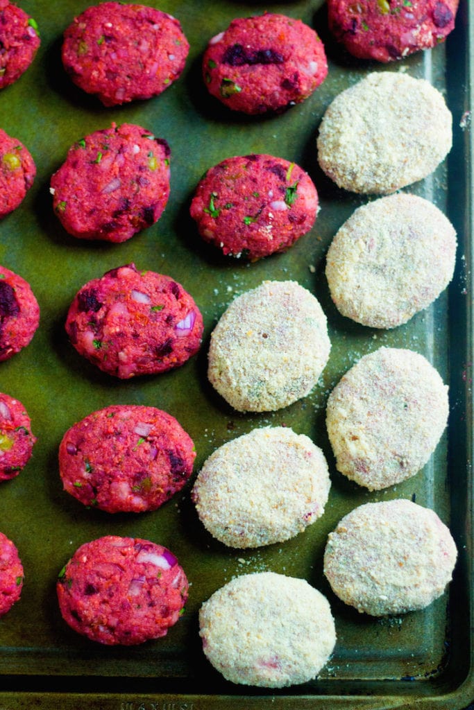 crispy vegetable cutlets | beetroot cutlets with green chutney